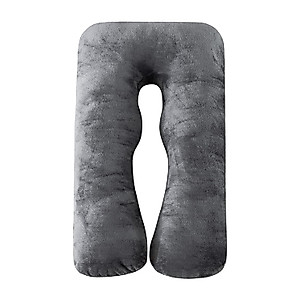 WhatsBedding Pregnancy Pillows for Sleeping,Memory Foam Filling U Shaped Pregnancy Pillows Full Body Pillow for Pregnancy with Velvet Cover (55 inches, Dark Grey)
