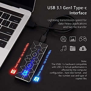 External Hard Drive 2TB, External Solid State Portable SSD Drive Mobile SSD External Drive USB 3.1/USB-C High Speed for Desktop & Laptop,Windows PC,Mac,Linux-Black