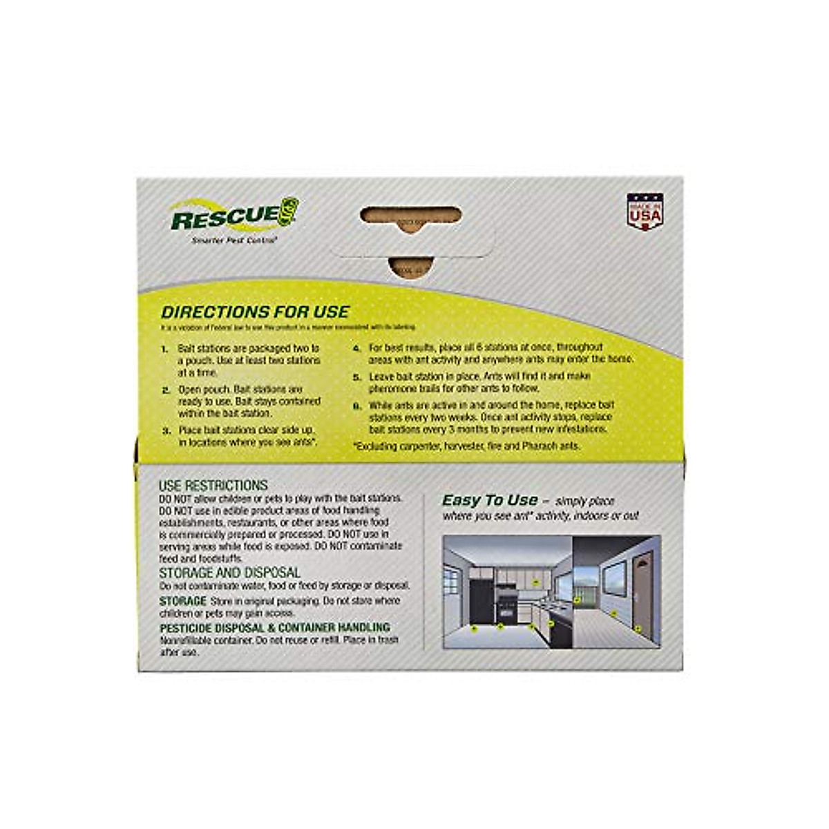 RESCUE! Ant Baits – Indoor Ant Killer, Ant Trap Alternative - 6 Bait Stations