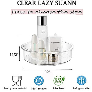 vacane Clear 10" Lazy Susan Organizer, Plastic Lazy Susan Turntable for Cabinet Rotating Pantry Lazy Susan Cabinet Organizer, Refrigerator, Bathroom Makeup Perfume Organizer