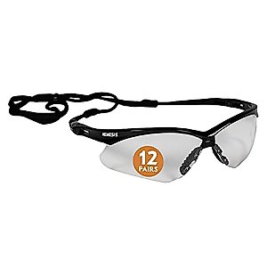KleenGuard™ V30 Nemesis™ Safety Glasses (25676), Clear Lenses, Black Frame, Unisex for Men and Women (Qty 12)