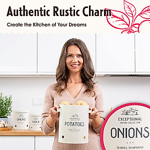 noonberry Potato, Onion & Garlic Storage Bin Set, 3 Metal Kitchen Containers with Ventilation Holes, Matte Alabaster White, Vintage Farmhouse Canisters