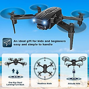 Drone with Camera for Adults Kids - 1080P HD FPV Camera Drones with Carrying Case, Foldable Drone Remote Control Toys Gifts RC Quadcopter for Boys Girls with 2 Batteries, Headless Mode, One Key Start, Speed Adjustment, 3D Flips