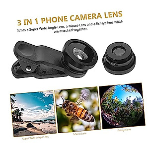 Hemobllo 3pcs Super Smartphone Most Fish Lens， Upgraded of Eye Compatible with s//in Kits Mm Lenes- & - Light Cell Lenses Wide Accessories Compatible with iPhone Angle Lense Lensblack