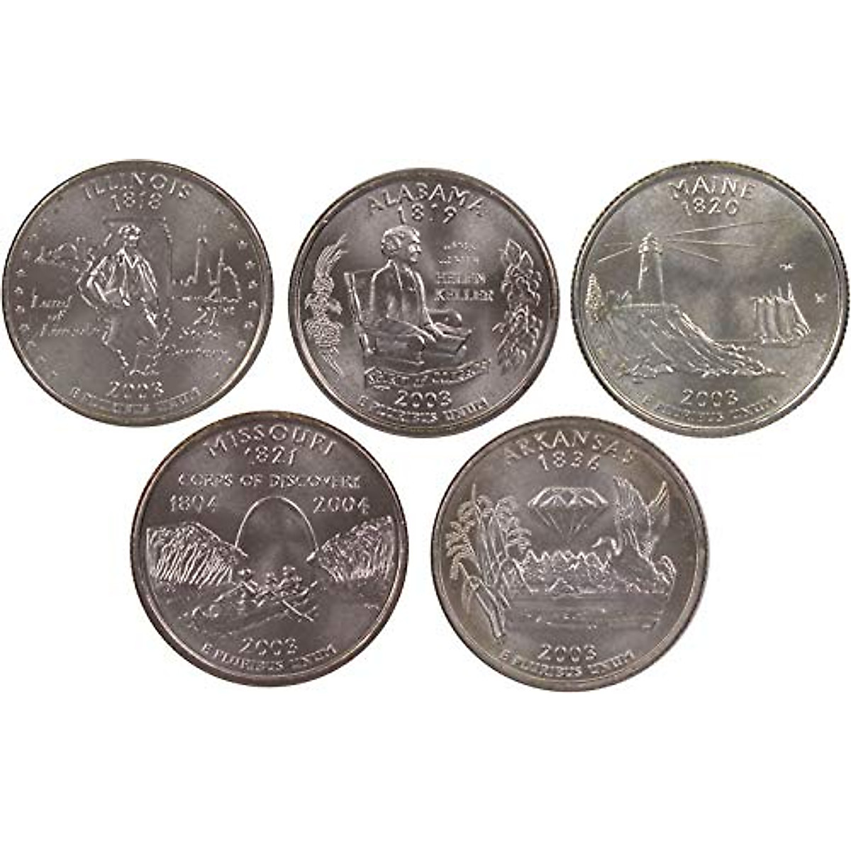 2003 P State Quarter 5 Coin Set BU Uncirculated Mint State 25c Collectible