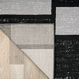 Rugshop Contemporary Modern Boxes Design Area Rug 6'6" x 9' Gray