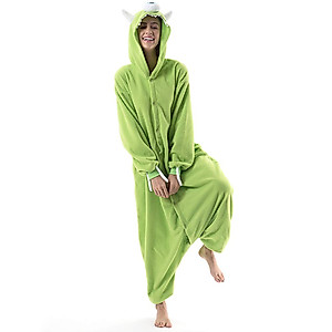 Beauty Shine Unisex Adult Onesie One Piece Pajamas Cosplay Cartoon Costume Halloween Christmas Sleepwear Jumpsuit Homewear(Mike Wazowski, X-Large)