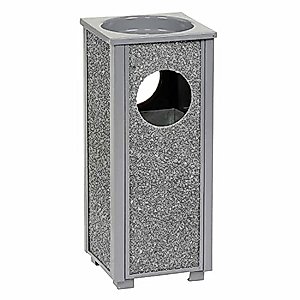Global Industrial Stone Panel Trash Sand Urn, 10-1/4" Square X 24" H, Gray