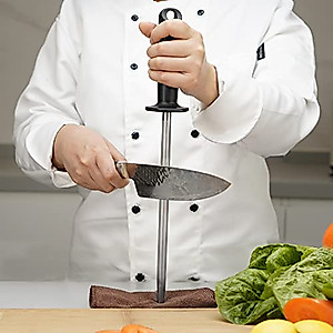 SHARPAL 117N Professional Kitchen Knife Sharpening Honing Steel Sharpener Rod Restore Blade Quickly(10 Inch)