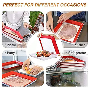 Food Plastic Preservation Tray- stackable food preservation trays- Reusable fresh tray food storage for Vegetable Fruit Meat Kitchen, Office, School (6)