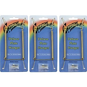 Creative Hobbies Deluxe Plate Display Hangers - Spring Style for 7-10 Inch Plates - Gold Wire with Hooks & Nails | Pack of 3