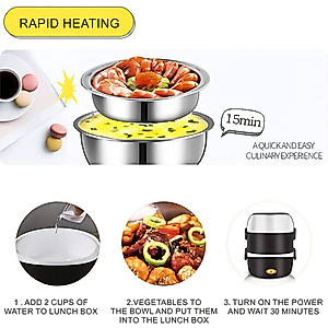 Lunch Boxes, Portable 3-Layer Electric Lunch Box 2L Heat Steamer Pot Heating Rice Cooker Food Insulation Rice Cooker 110v 200w Stainless Steel lunchbox