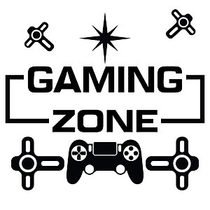 Gaming Zone Black and White Art for Game Room Vinyl Wall Decal - Entry Banner for Gamers with PS Coner and Star Artwork for Bedroom Wall Decoration - 28" x 22"
