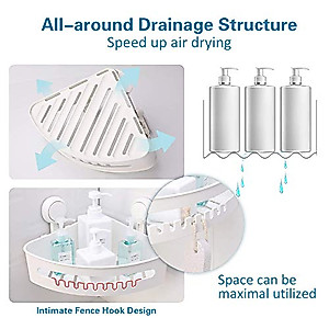 TAILI Bathroom & Kitchen Suction Cup Storage Basket Set Pack of 2 Wall Mounted Organizer for Shampoo, Soap, Conditioner, Shower Caddy Drill-Free with Vacuum Suction Cup for Kitchen & Bathroom