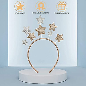 Minkissy Glitter Star Headband Star Headpiece Halloween Headband Funny Hairband Christmas Party Headwear Holiday Festival Hair Accessories for Girls Kids Women