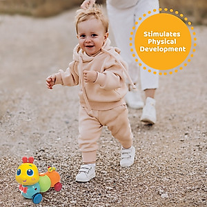 KiddoLab Crawling Caterpillar Baby Toy - Apple-Shaped Remote Control with Easy-Press Buttons- Plays 10 Children's Nursery Rhymes - Musical Toys for Toddlers