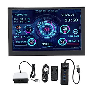 plplaaoo Computer Temp Monitor, Pc Temperature Display,Mini Monitor for PC,PC CPU Data Monitor 5in IPS USB Type C for AIDA64 PC Temperature Display Screen PC CPU GPU RAM Data Monitor, Computer TEM