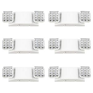 Sunco Emergency Lights, Commercial Emergency LED Flood Lights for Power Outages, Backup Battery (180 Minutes), Wall Mount, Hard Wired, 120-277V, Fire Resistant (UL 94V-0) 6 Pack