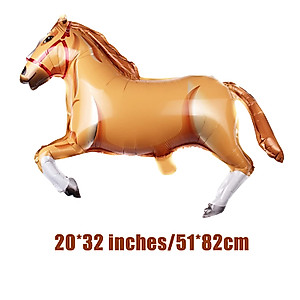 Oringaga 4 Packs Horse Foil Balloons- Western Cowboy/Pony//Horse Themed Baby Shower Kids Birthday Party Decorations Supplies Favors Horse