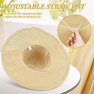 Sintuff 4 Pcs Women's Wide Brim Straw Hats Big Floppy Foldable Roll up Cap Beach Sun Hat UPF 50+ for Summer(Beige, Simple)