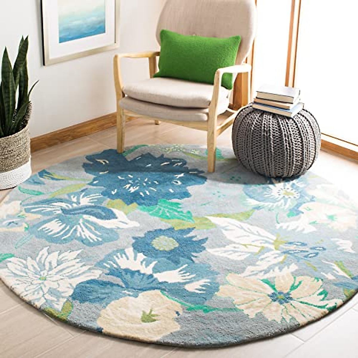 SAFAVIEH Soho Collection 7'6" x 9'6" Blue/Multi SOH849A Handmade Premium Wool & Viscose Area Rug