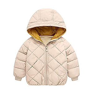 Winter Coats for Baby Boys Girls Solid Winter Thick Warm Hooded Windproof Coat Snowsuit Kids Toddler Outwear (blush Red, Small)