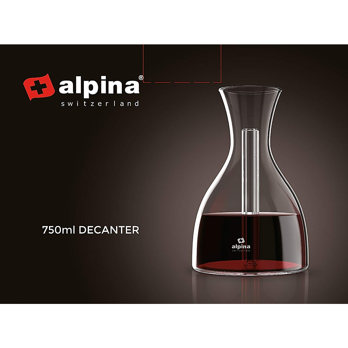 Alpina iFavine iSommelier Smart Electric Super Speed Wine Aerating Decanter Reduces Decanting Time to Seconds Black