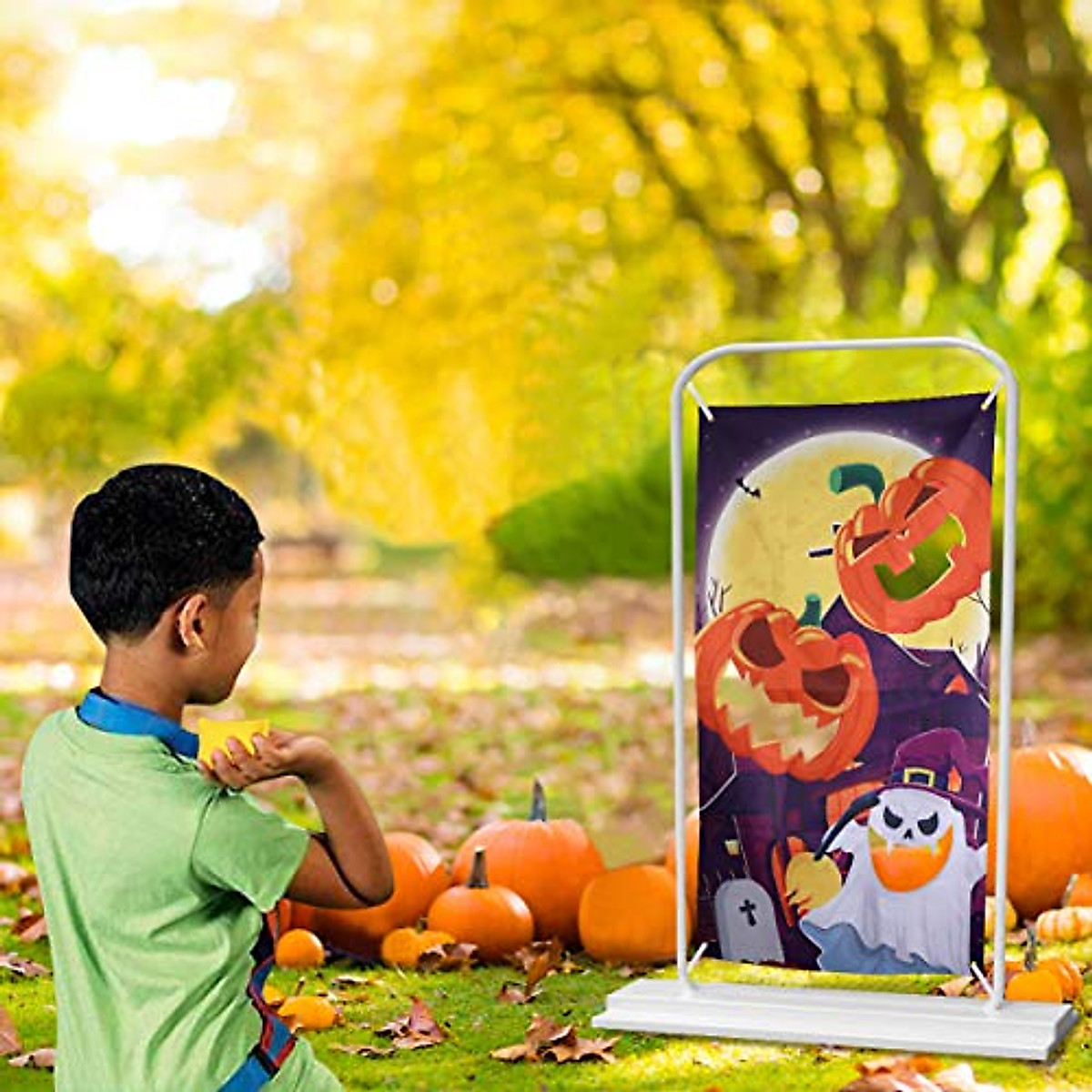 BESPORTBLE Halloween Pumpkin Bean Bag Toss Game Festive Portable Toss Game Banner with Bean Bags Party Favors for Halloween Kids Party