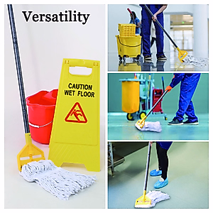 Mop Handle Commercial Heavy Duty - 60 inch Metal Commercial Mop Stick,Side Gate Mop Head Replacement Holder for Floor Cleaning,Clamp Mop Handle Quick Change for Wet Mop