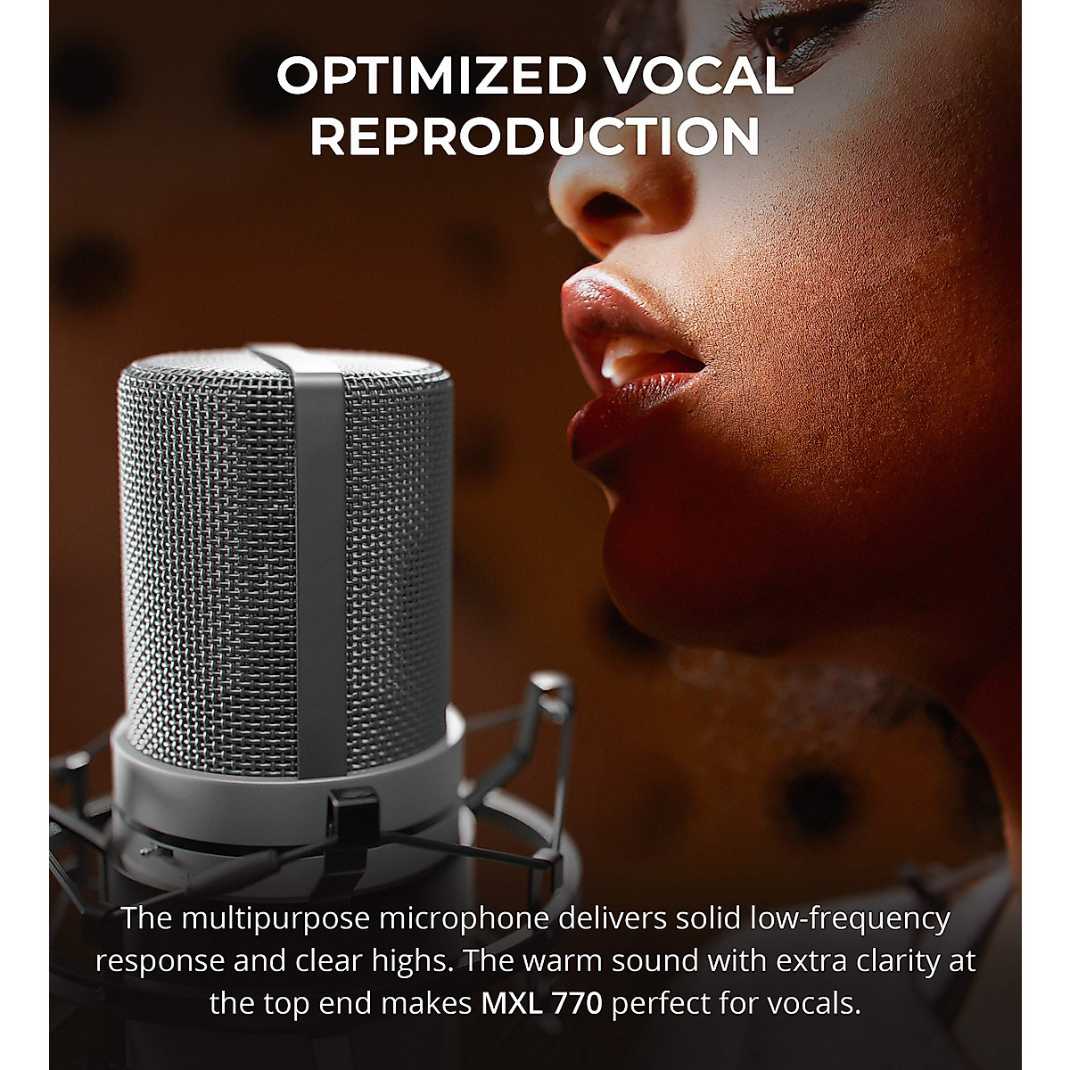 blucoil MXL 770 Cardioid Condenser Microphone (Silver) Bundle 20-FT Balanced XLR Cable, Pop Filter Windscreen, Adjustable Mic Stand, and 4-Pack of 12 Acoustic Foam Isolation Panel Wedges