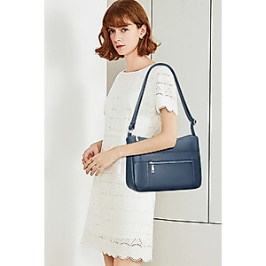 Over Earth Crossbody Bags for Women Genuine Leather Purses and Handbags Ladies Shoulder Bag Message Bag(O155E Indigo Blue)