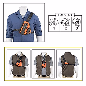 HOLSTERGUY RCH-101ORU (Orange) Radio Chest Harness Shoulder Radio Holster Chest Pack Adjustable Single Radio Pouch Two-Way Radio Holster for Motorola Radios and Walkie Talkies RCH-101ORU Made in USA