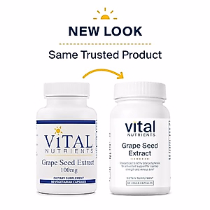 Vital Nutrients - Grape Seed Extract - Potent Antioxidant and Support for Vein Health - 90 Vegetarian Capsules per Bottle - 100 mg