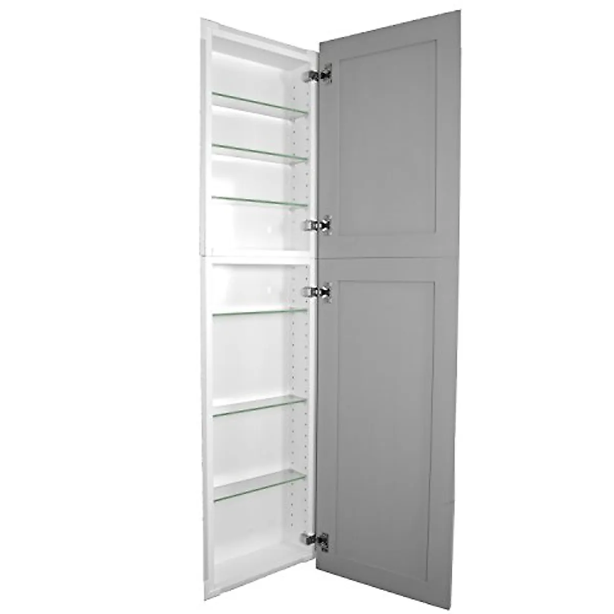 Florida Breeze Cabinets Fieldview Shaker Style Frameless Recessed Solid 14 x 62 Primed Gray Medicine Cabinet, Unfinished Wood