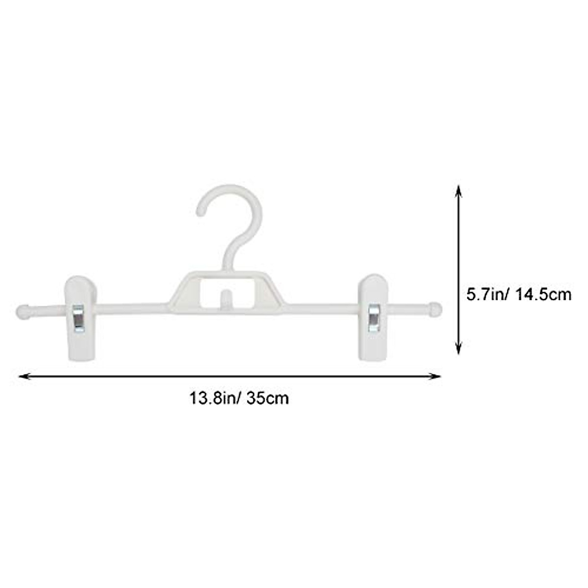 DOITOOL 10 Pack Plastic Skirt Hangers, Space Saving Cloth Hangers with Retractable Clips, Non Slip Clip Hangers for Pants, Bulk Plastic Hangers Closet Organizer (White)