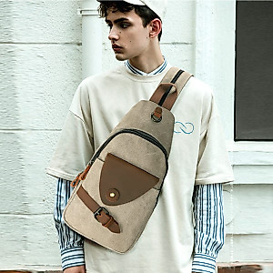 KL928 Canvas Sling Bag Crossbody Backpack Shoulder Casual Rucksack for Men Women
