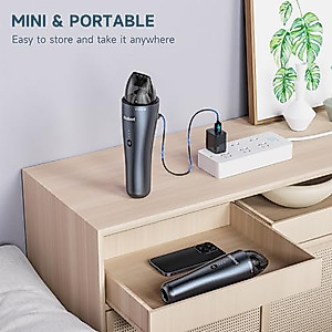 RUBOT Mini Vacuum, Cordless Handheld Vacuum Cleaner,7000Pa Powerful Suction,Portable Car Vacuum Rechargeable for Home/Car/Office-Misty Blue(P02)