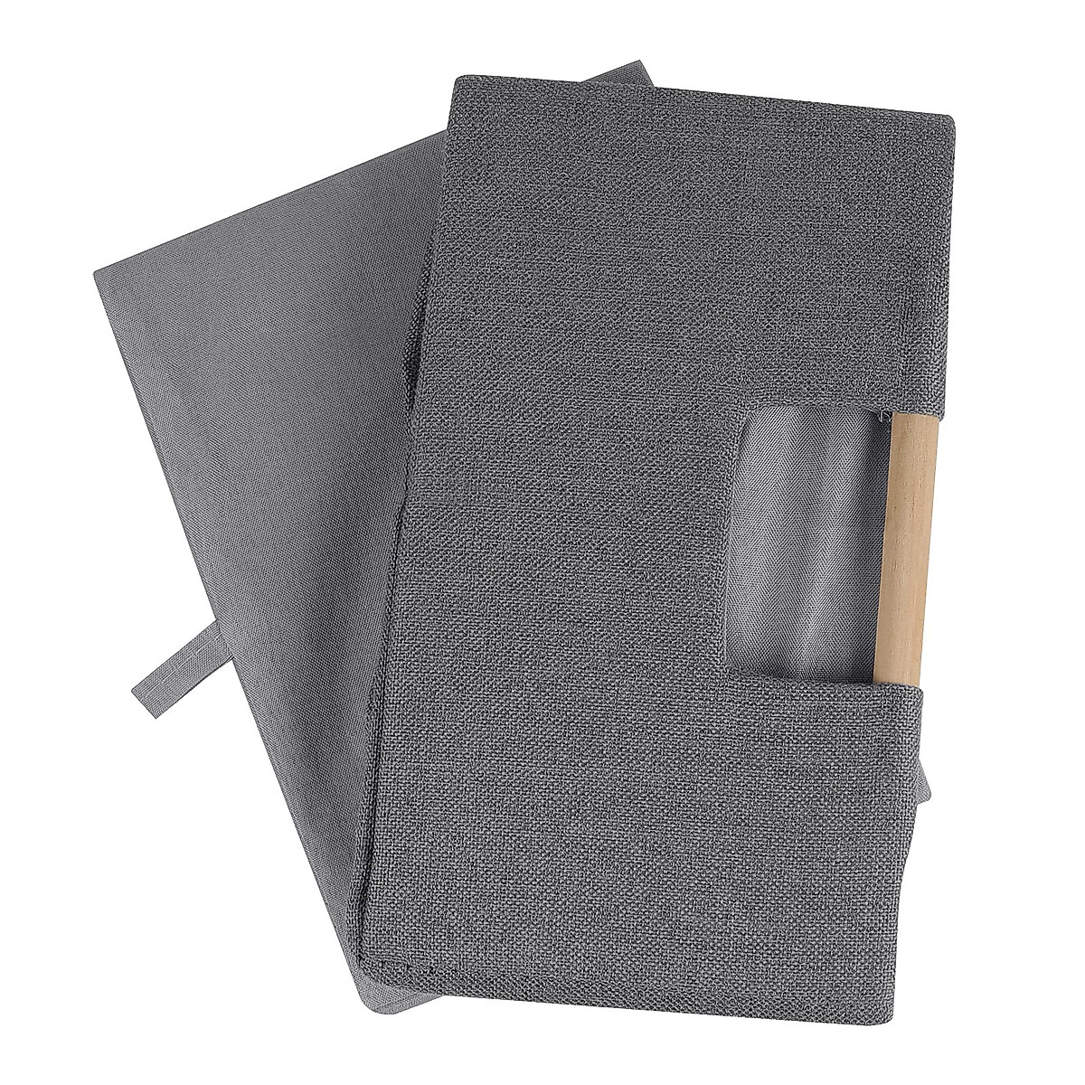 ANMINY 4PCS Storage Baskets for Organizing Collapsible Fabric Storage Bins Boxes with Wood Handles Closet Shelves Cube Organizer Bins Clothes Laundry Storage Container - Large, Gray