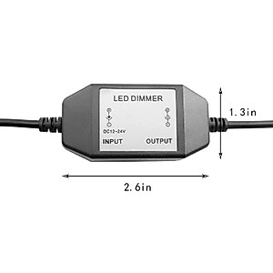 Maxmoral 1pc DC 12V 24V LED Strip Dimmer Switch with DC Female Male Adapter Single Color Mini LED Lamp Lighting Accessories Brightness Adjustable Controller Manual Knob Dimmer Switch Black