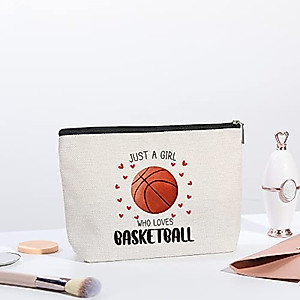 Basketball Gifts Basketball Bag Unique Gifts for Girls Her Female Basketball Sports Lover Player Birthday Gifts for Women Mom Friend Sister - Just A Girl Who Loves Basketball Travel Toiletry Bag