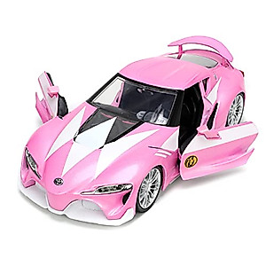 Jada Toys Mighty Morphin Power Rangers 1:24 Toyota FT-1 Concept Die-cast Car w/ 2.75" Pink Ranger Figure, Toys for Kids and Adults