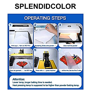 Splendidcolor DTF Ink 250ML 6 Pack Premium DTF Ink Water Base Digital Inkjet Ink Refill for Direct to Film Printers with Epson Printhead L1800 L805 R1390 4720 I3200 XP600 DX7 DX5 5113.…