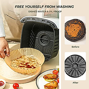 Diyishan 100Pcs Air Fryer Disposable Paper Liner, Non-Stick Air Fryer Liners, Baking Paper for Air Fryer Oil-proof, Water-proof, Food-Grade Parchment for Baking Roasting Microwave