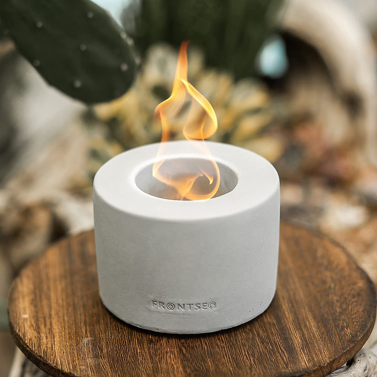 Frontsea Tabletop Rubbing Alcohol Fire Pit, Portable Tabletop Fireplace Concrete Bowl, Outdoor Indoor Ethanol Fireplace for Farmhouse, Valentine's Day, Party, Dining and Birthday