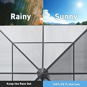 TRY & DO 10'x10' Hardtop Gazebo Mosquito Netting and Curtain, Outdoor Gazebo with Polycarbonate Canopy, Aluminum Frame Permanent Pavilion, Hard top Backyard Tent Canopy for Patio Gaeden Deck