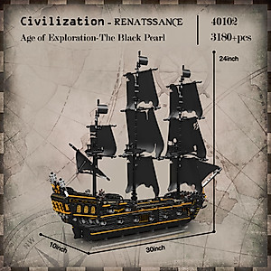 JMBricklayer Black Pirate Ship Model Building Sets, Mysterious Pirate Toys Building Kits, Collectible Model Ship Building Blocks, Cool Pirate Ship Toy, Gifts for Boys Teens Collectors (2868 Pieces)