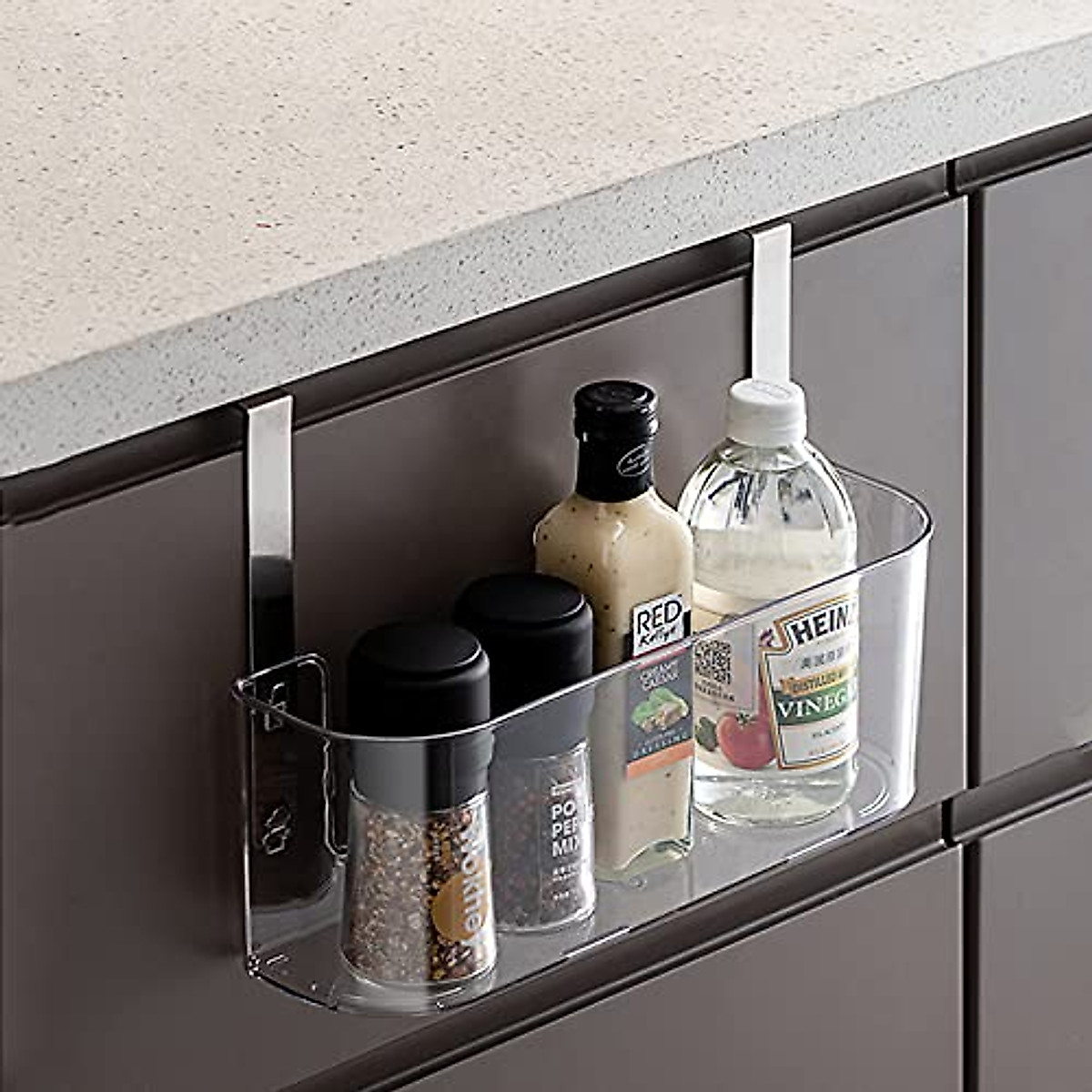 HIEEY 2 PACK Over the Cabinet Door Organizer Holder,Wall Mounted Storage Rack Hanging Shelf for Kitchen Cabinet, Cupboard, Pantry Door or Bathroom Shower Cosmetic
