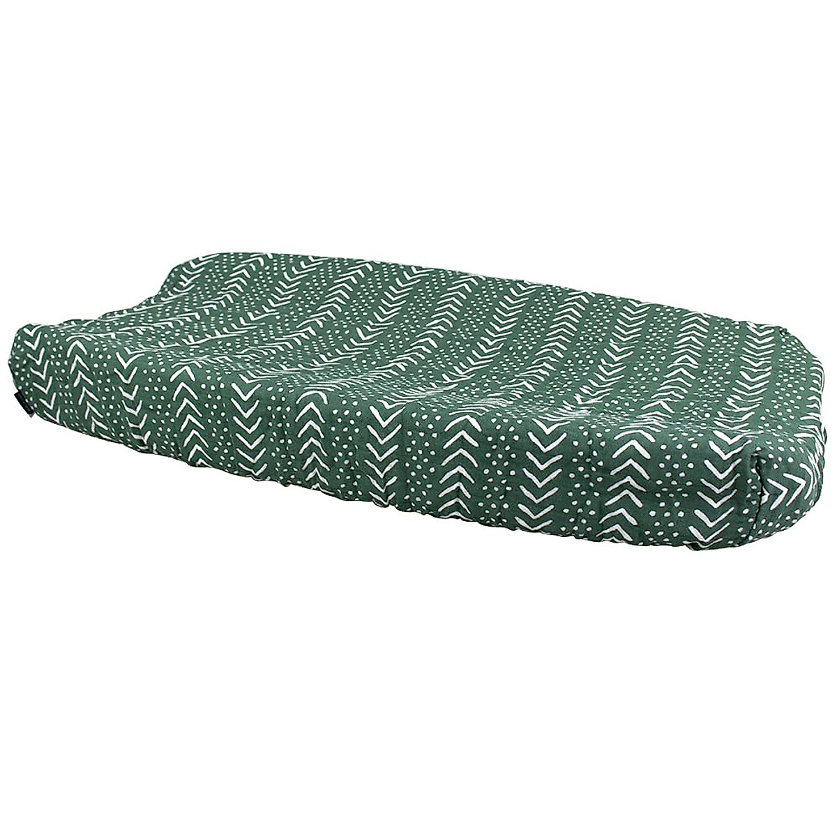 Bebe au Lait Premium Muslin Changing Pad Cover - Elasticized Fit, Safety Strap Holes, 2-Layer Muslin Blend, Fits Standard Baby Changing Pad up to 36" X 18" X 6"- One Size, Mudcloth