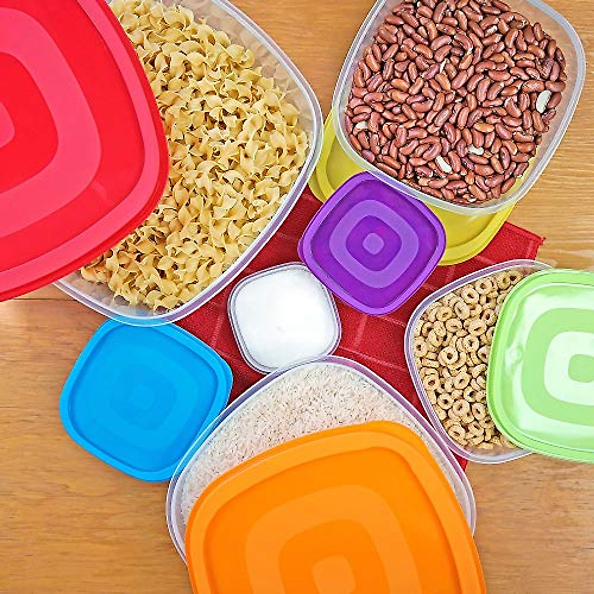 Rectangle Food Storage Containers, Set of 7 - Southern Homewares - Colorful Rectangle Holders w/Snap-On Lids