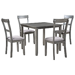Bellemave 5 Piece Dining Table Set Wood Dinner Table Set for 4 Industrial Kitchen Table and Chairs Small Dining Room Sets for 4 Farmhouse Dinette Set, Grey
